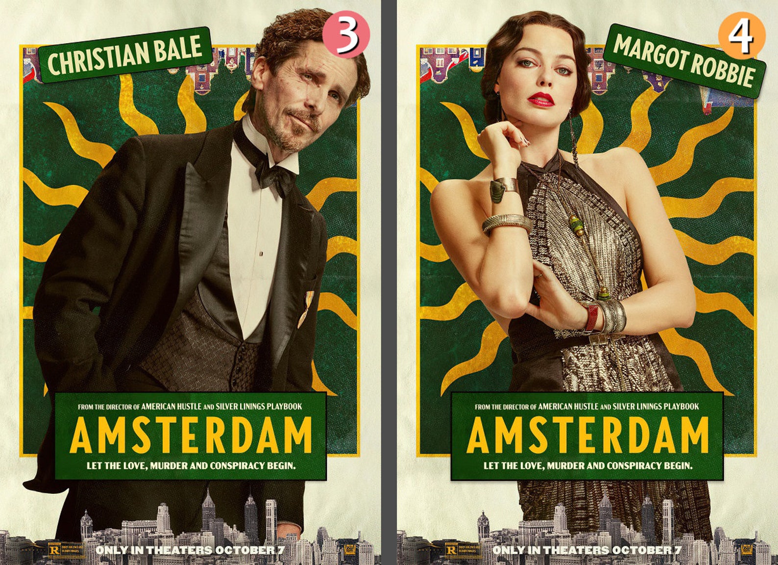 Amsterdam 2022 Movie Poster Christian Bale Margot Robbie - Etsy