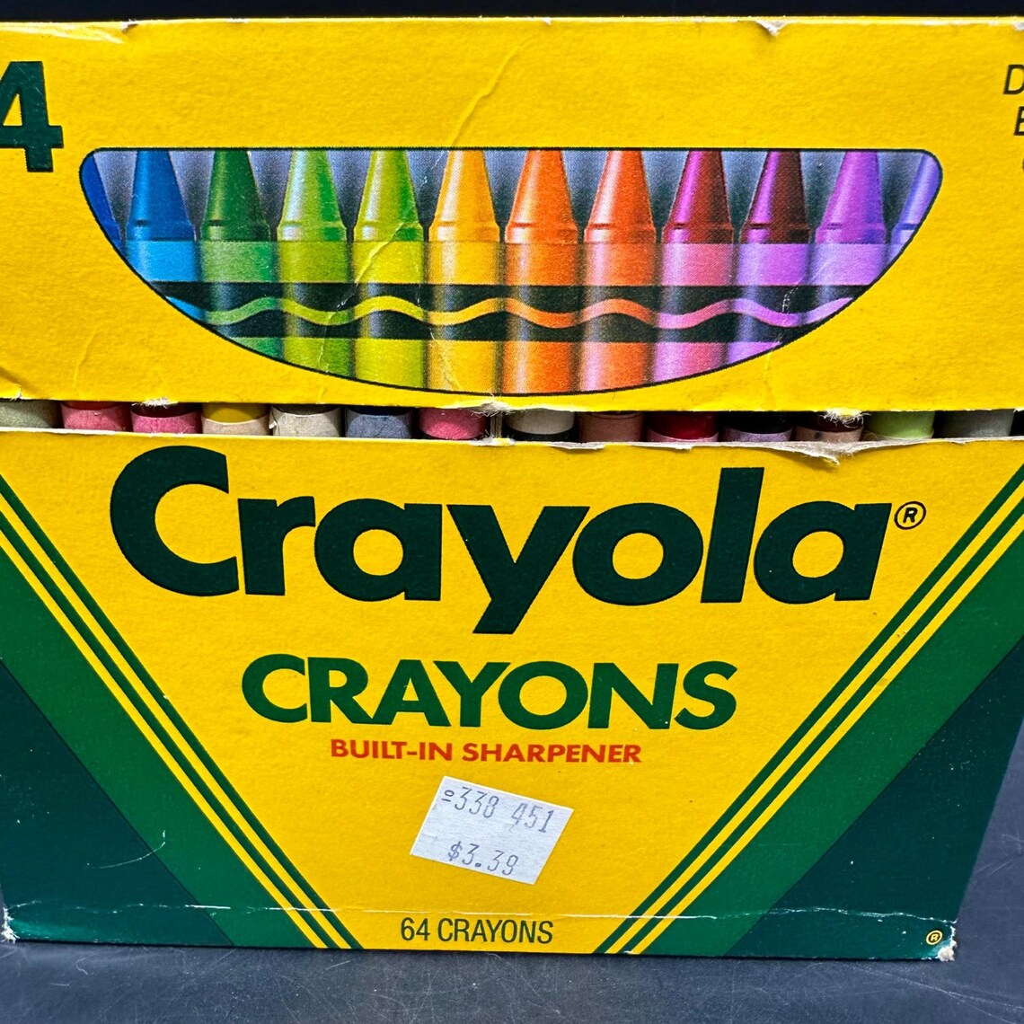 Vintage Crayola Crayons 64 Count Box Built in Sharpener 1990 Used ...