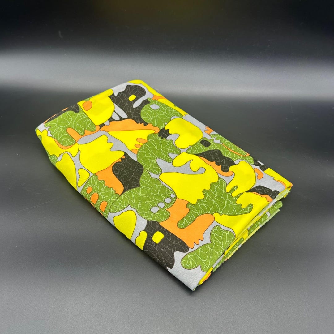Vintage Funky Abstract Fabric Yellow Orange Green Crafting 59 X 46 ...