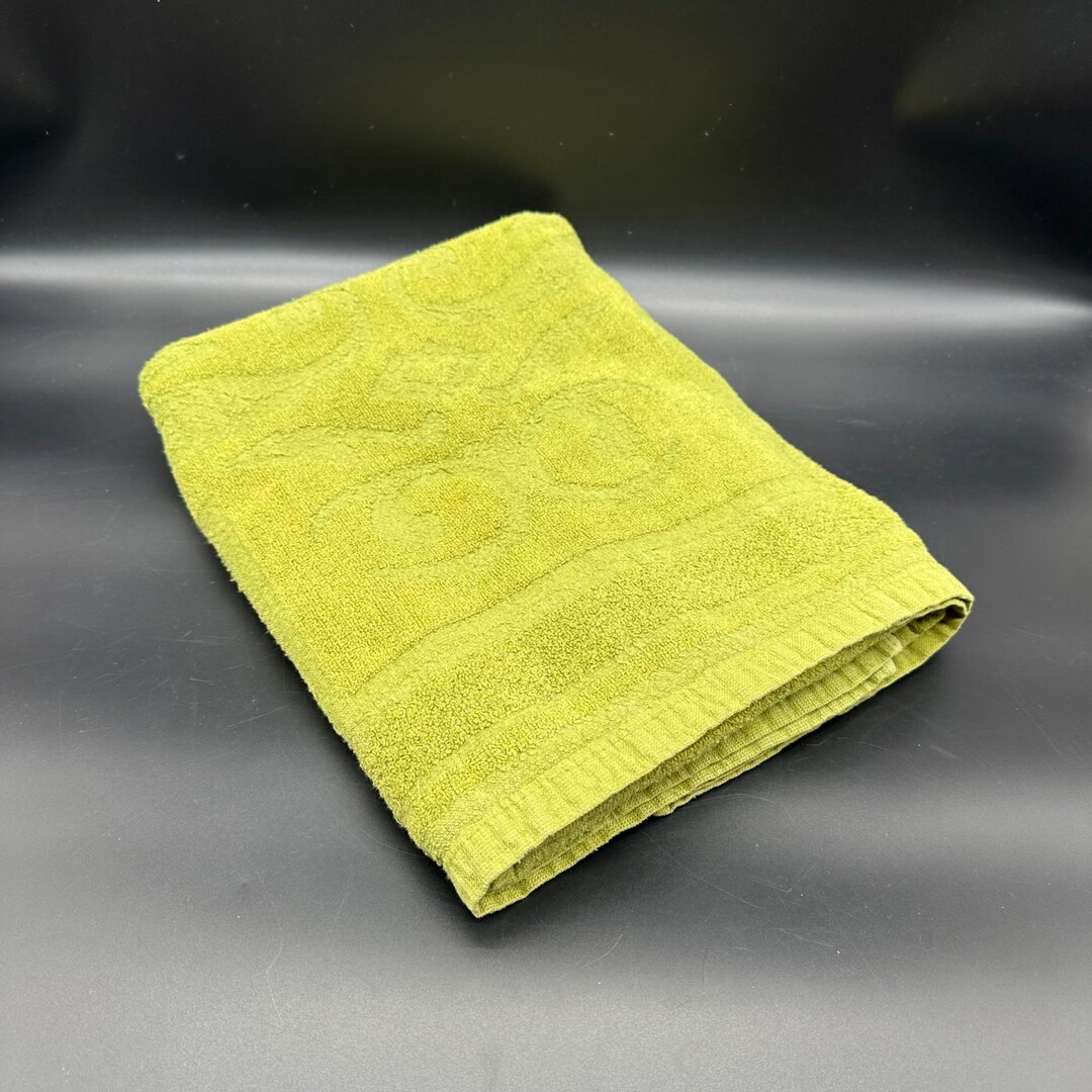 Vintage Bath Towel Susie Coelho Style Avocado Green Patterned Y2K Retro ...