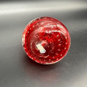 Art Glass Pear Paperweight Red Clear Controlled Bubbles Fruit Japan ...