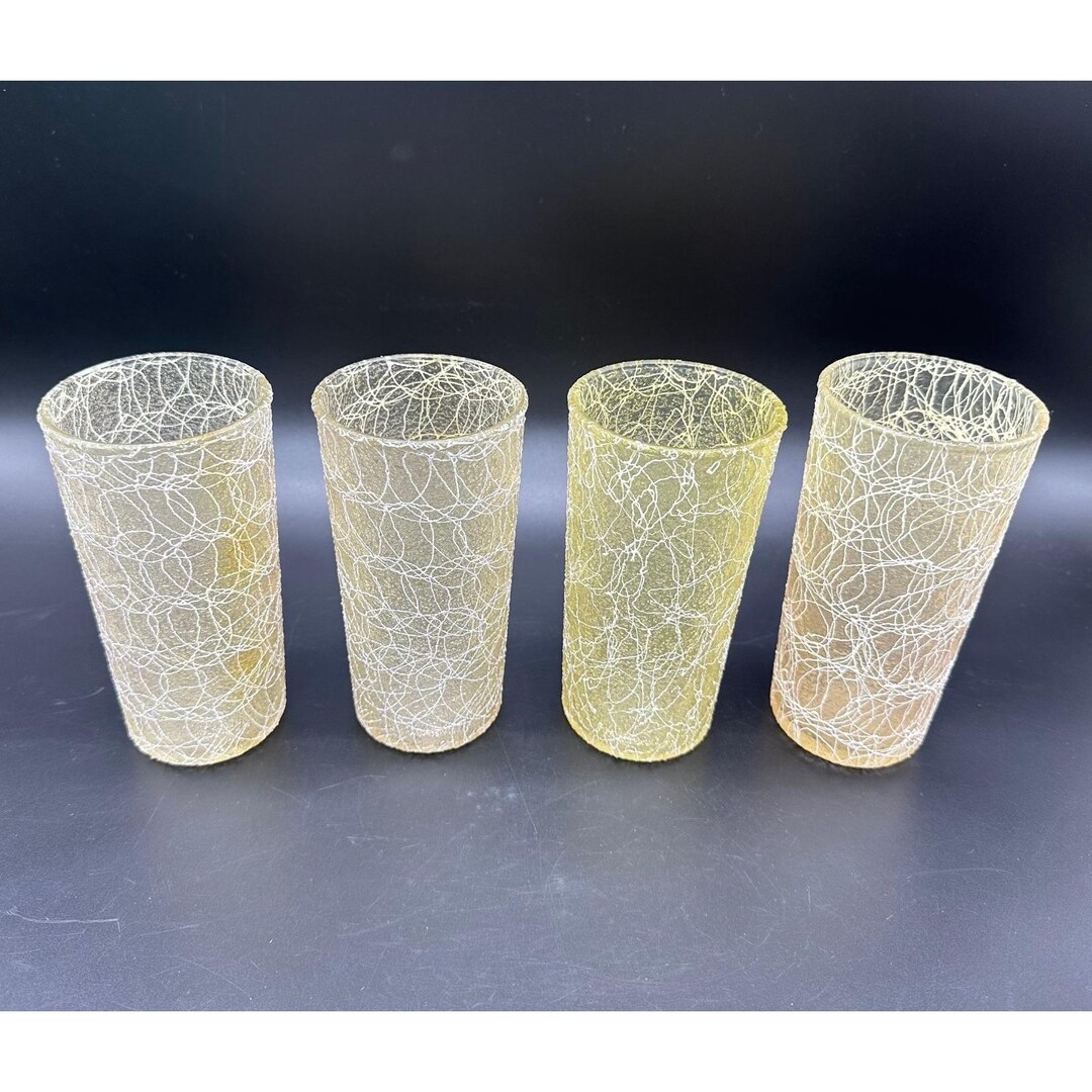 Vintage Spaghetti String Glass Tumblers Set of 4 Mid Century Modern ...