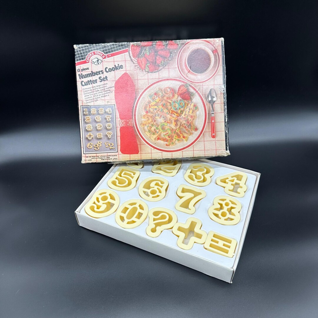 Vintage Numbers Cookie Cutter Set Retro Baking 1985 H&P 13 Pieces Hong ...
