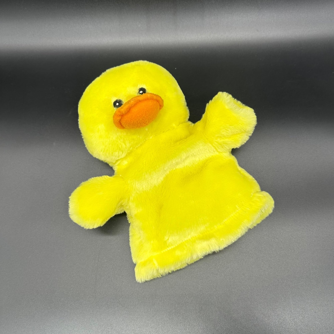 Yellow Duck Hand Puppet Plush Duckling Pretend Play Adorable Bird ...