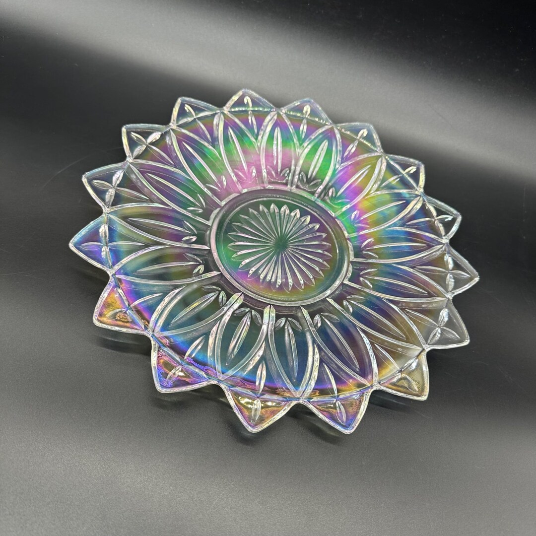 Vintage Federal Glass Sunflower Plate 1960s Mid Century Iridescent ...