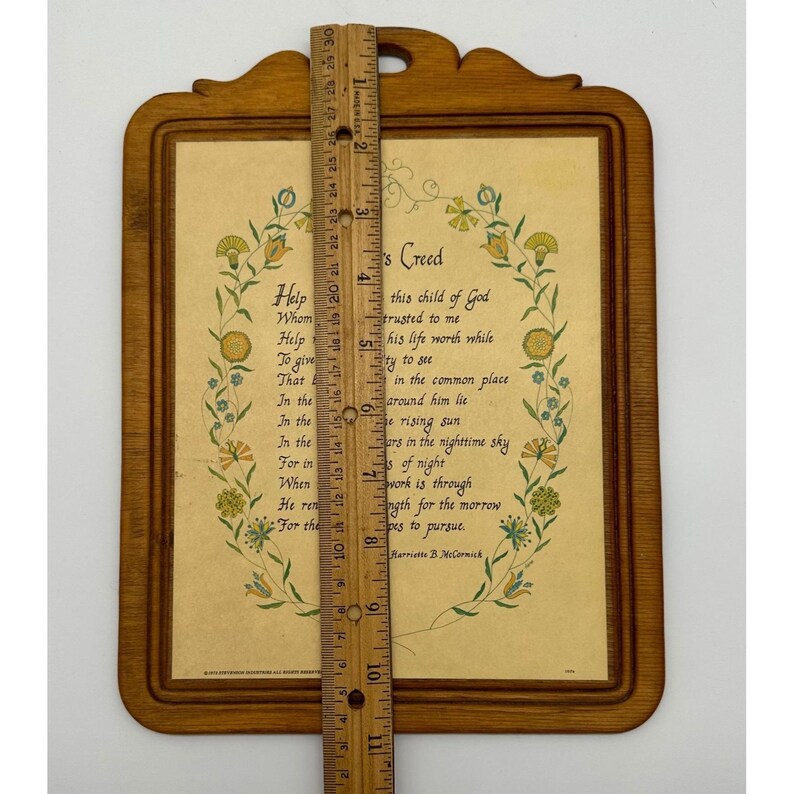 Vintage 1973 Wall Hanging Plaque Parents Creed Retro Wood Floral ...