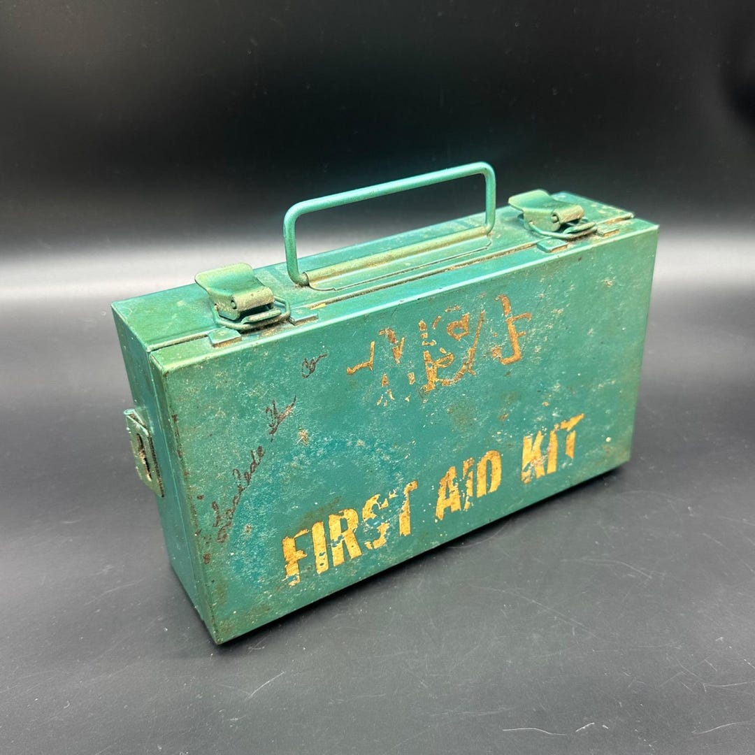 Vintage Metal First Aid Kit Industrial Green Laclede Gas MSA Retro ...