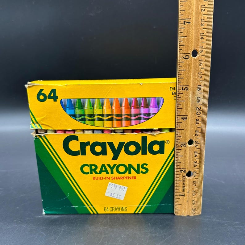 Vintage Crayola Crayons 64 Count Box Built in Sharpener 1990 Used ...