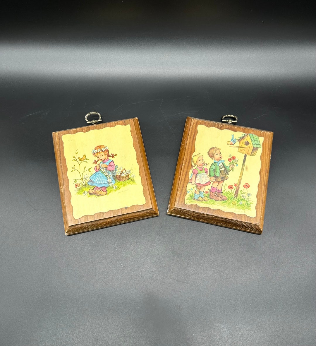 Vintage Wall Hangings Wood Children Plaques Birds Flowers - Etsy