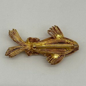 Vintage Brooch Pin Fish Goldfish Gold Toned Wire Red Rhinestone Eye - Etsy