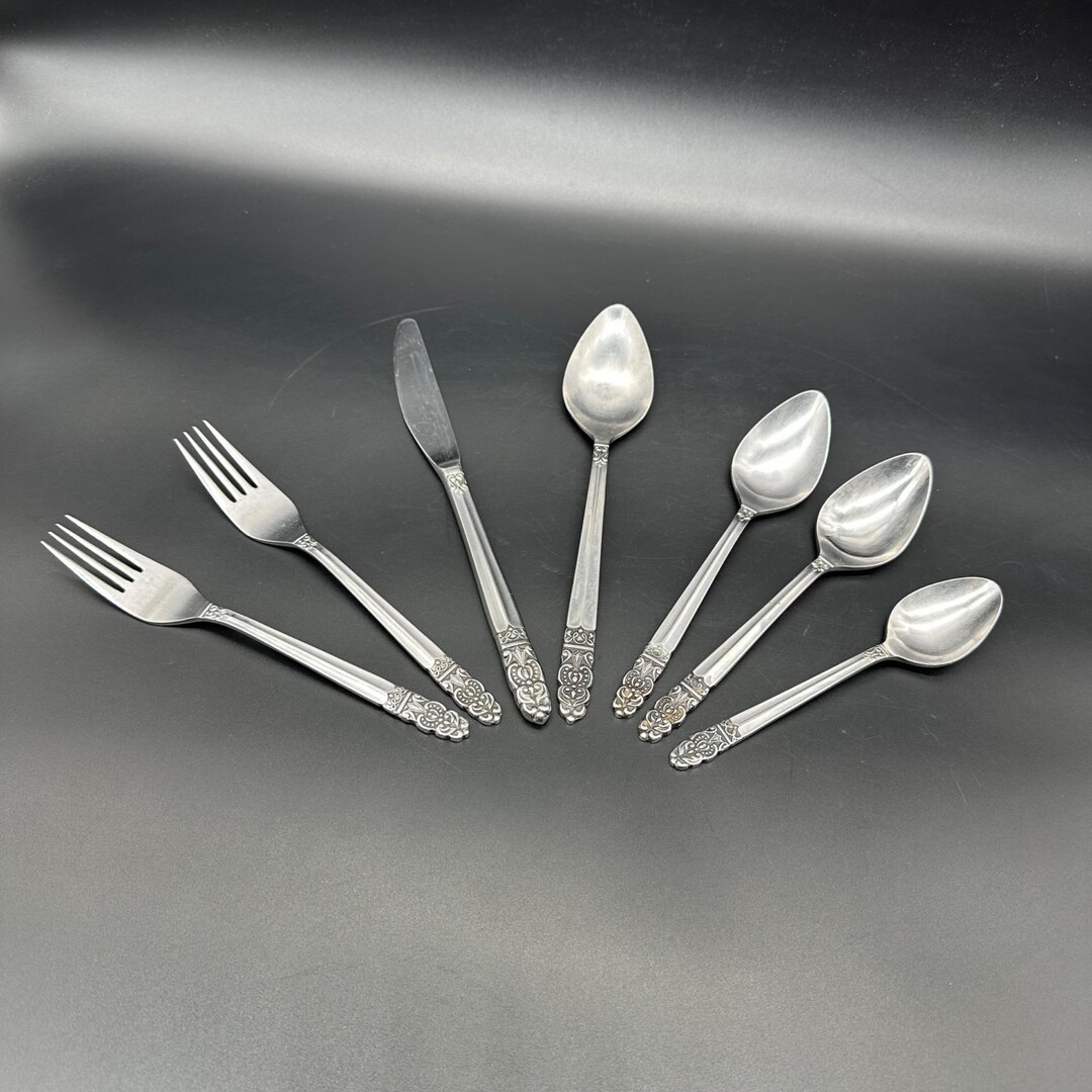 Vintage 1970s Flatware Walco Stainless Steel Lot of 7 Ornate Scroll ...