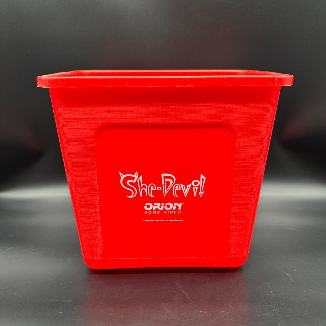 Vintage Trash Can Red She Devil 1989 Orion Home Video Promo Plastic ...