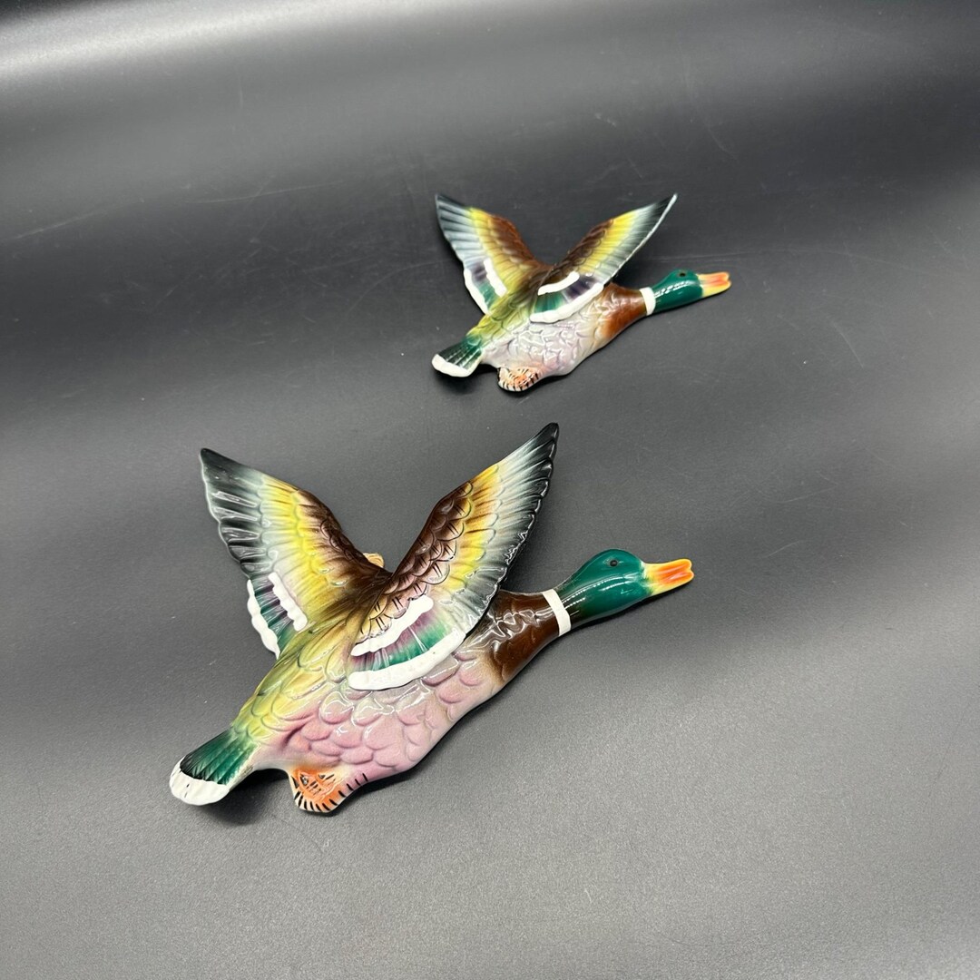Vintage Lefton Flying Mallard Duck Wall Hangings 1960s Mid Century ...