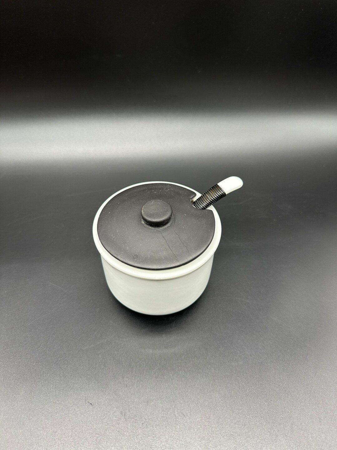 Vintage Jam Jar Jelly Bowl Ceramic Spoon HH Black White - Etsy