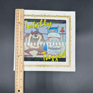 Vintage Budweiser Beer Taz Carnival Prize Square Glass Barware Totally ...