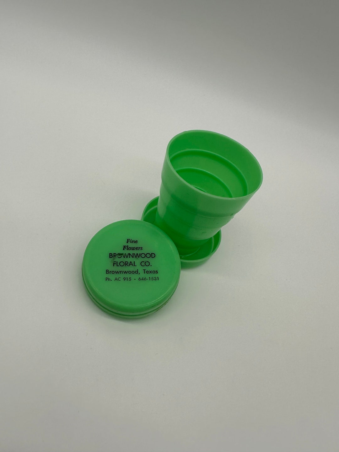 Vintage Pill Cup Telescoping Green Plastic Travel Camping Accessory ...