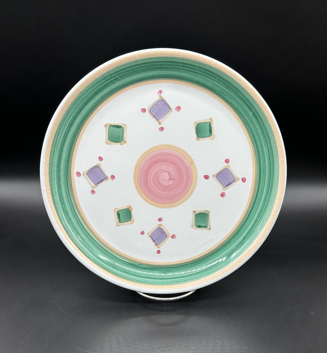 Vintage Italian Dinner Plate Caleca Belvedere Hand Painted Italy Green ...