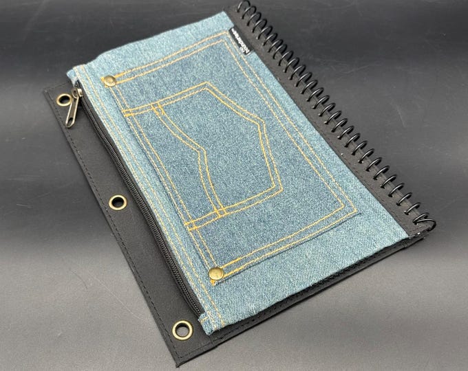 Vintage Spiral Binder Denim Folder Pencil Case 1990s Y2K Pockets No ...
