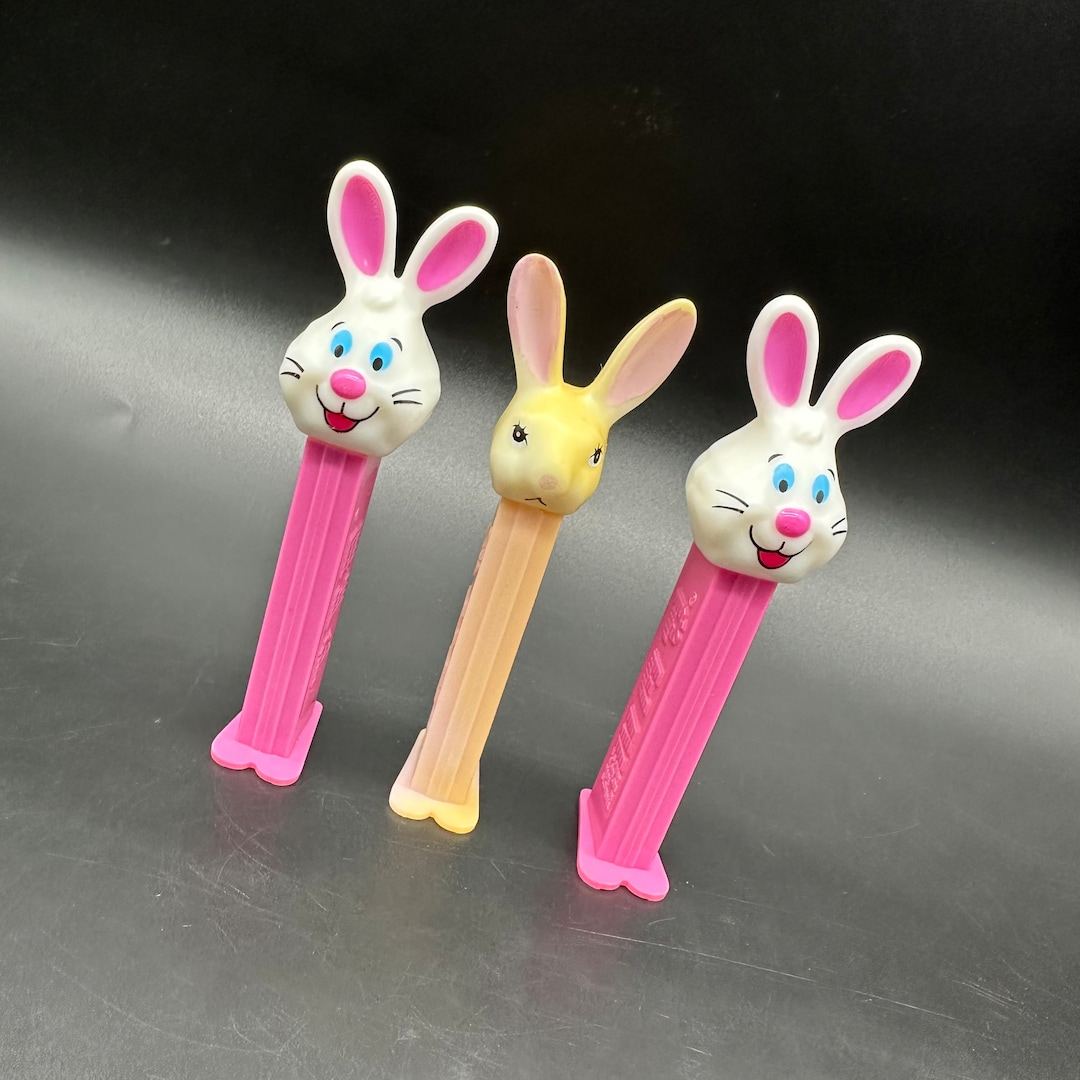 Vintage Rabbit Pez Candy Dispensers Easter Bunnies Slovenia Pink Tan ...