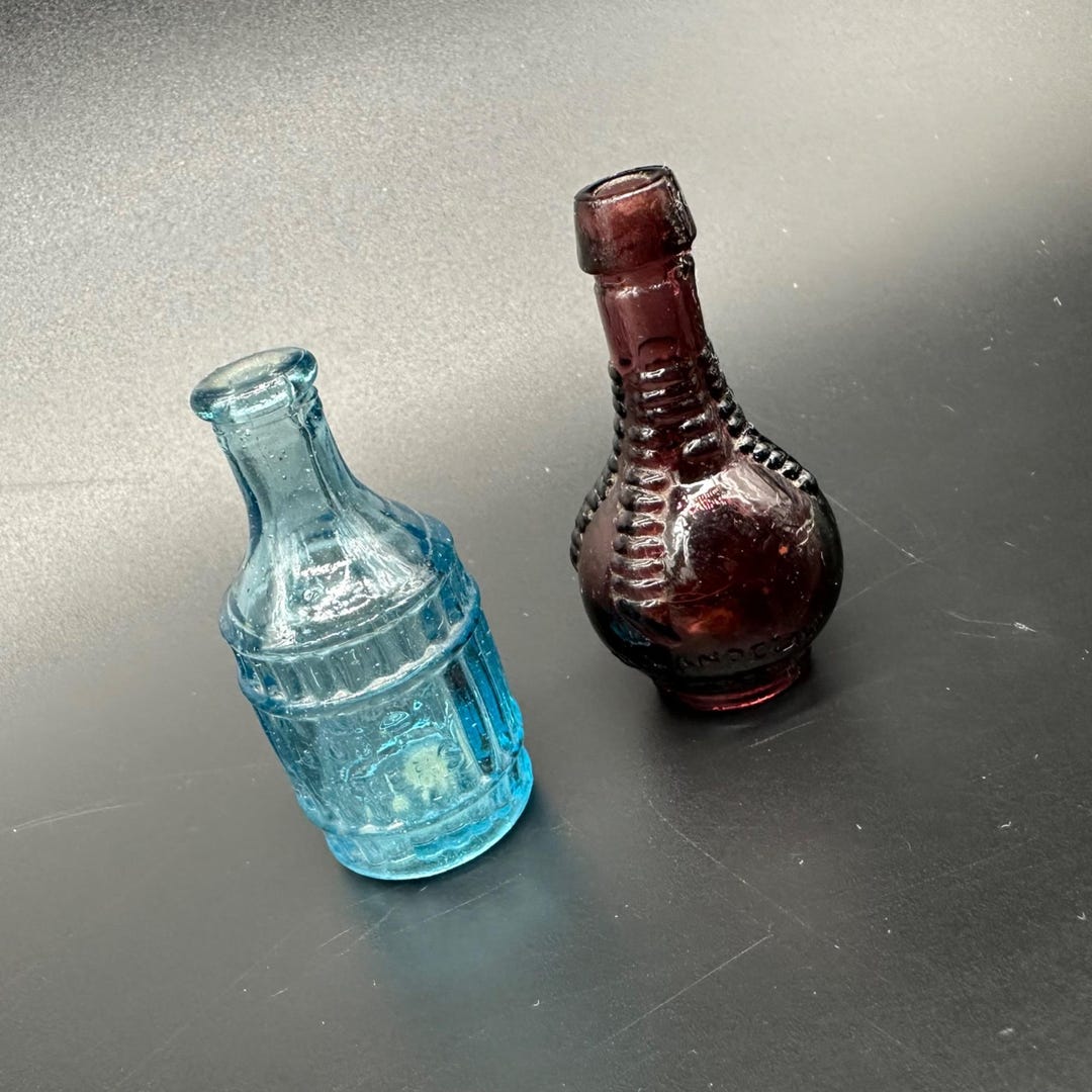 Vintage Miniature Glass Bottles Wheaton Taiwan Blue Amethyst Lot of 2 ...