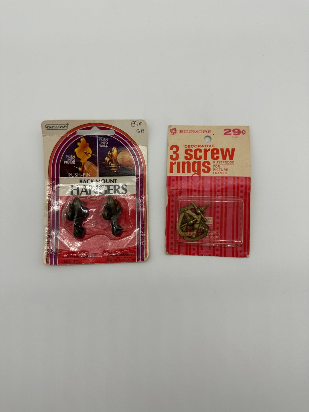 Vintage Hooks Back Mount Hangers Screw Rings New Old Stock - Etsy