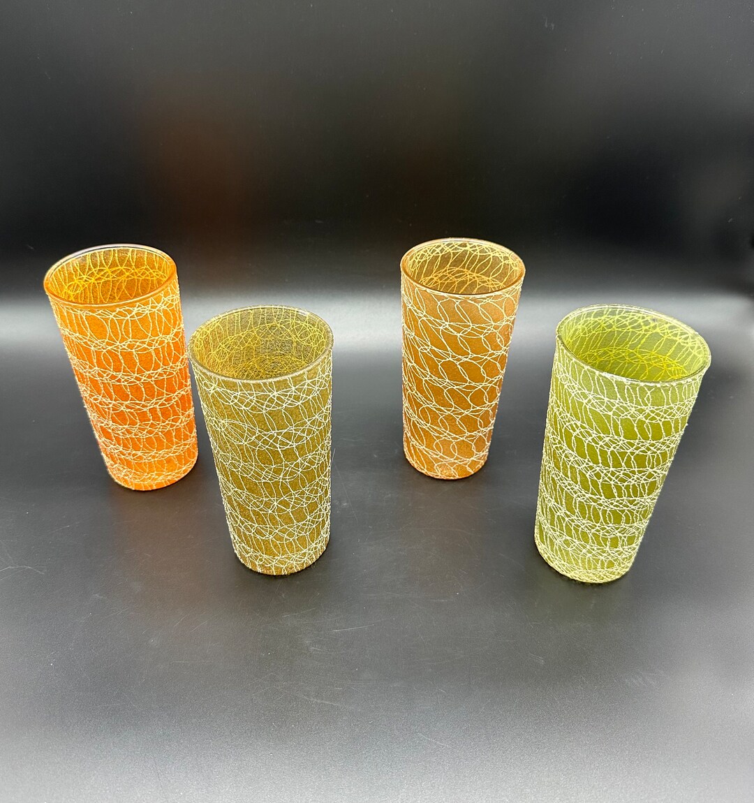 Vintage Spaghetti String Glasses Tumblers Mid Century Modern Set of 4 ...