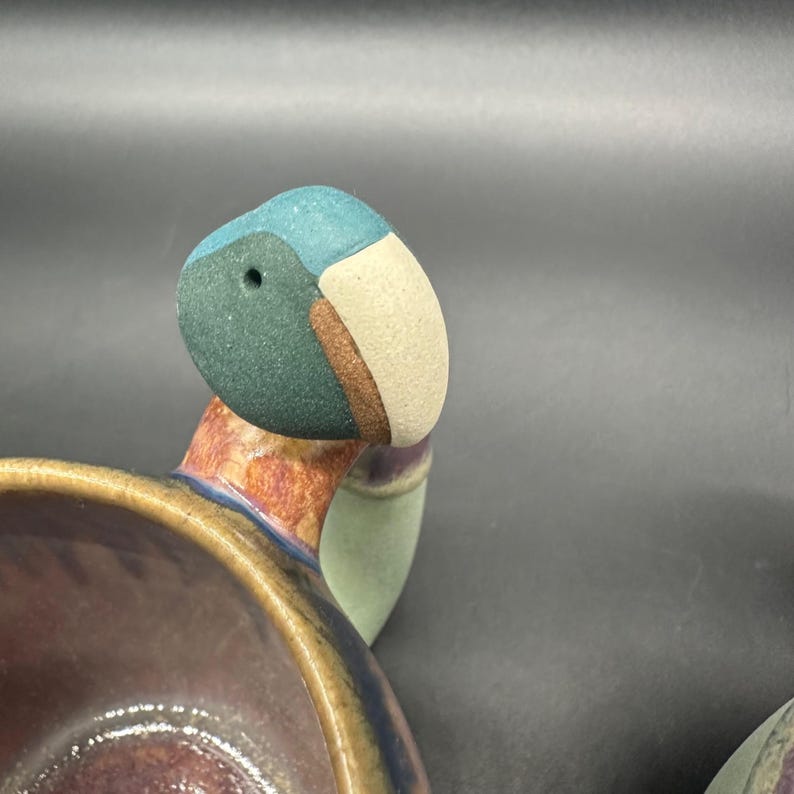 Bird Coffee Mugs Drip Glaze Pottery Parrot Cups Blue Purple Green ...