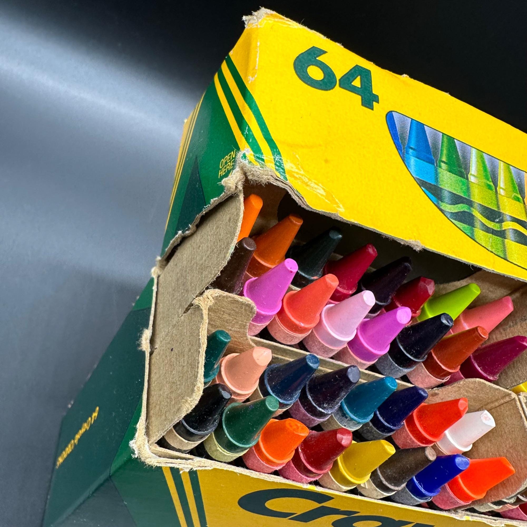 Vintage Crayola Crayons 64 Count Box Built in Sharpener 1990 Used ...