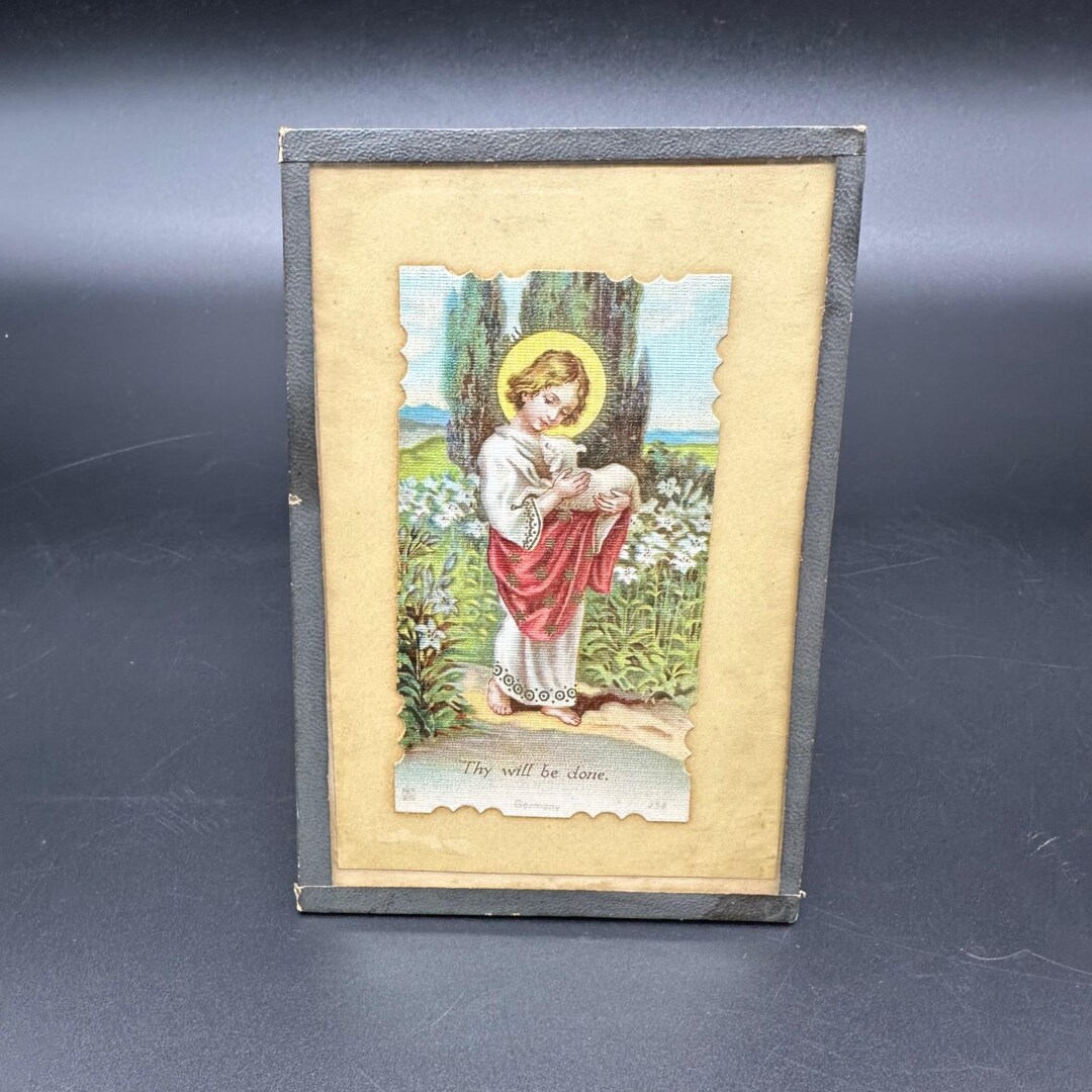 Antique German Prayer Card Jesus Lamb of God Framed Art Religious ...