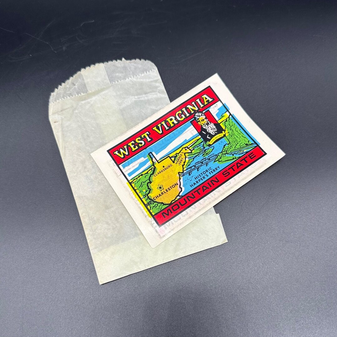 Vintage West Virginia Mountain State Souvenir Decal Map 1970s Travel ...