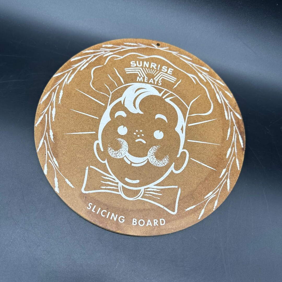 Vintage Sunrise Meats Slicing Board Wall Hanging Kitschy Kitchen Mid ...