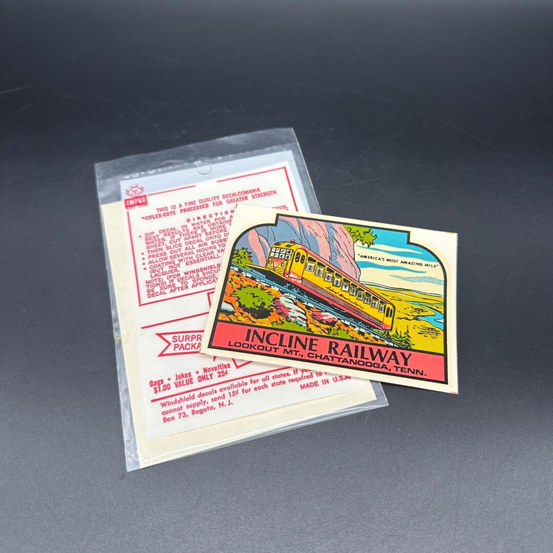Vintage Souvenir Decal 1970s Incline Railway Lookout Mountain ...