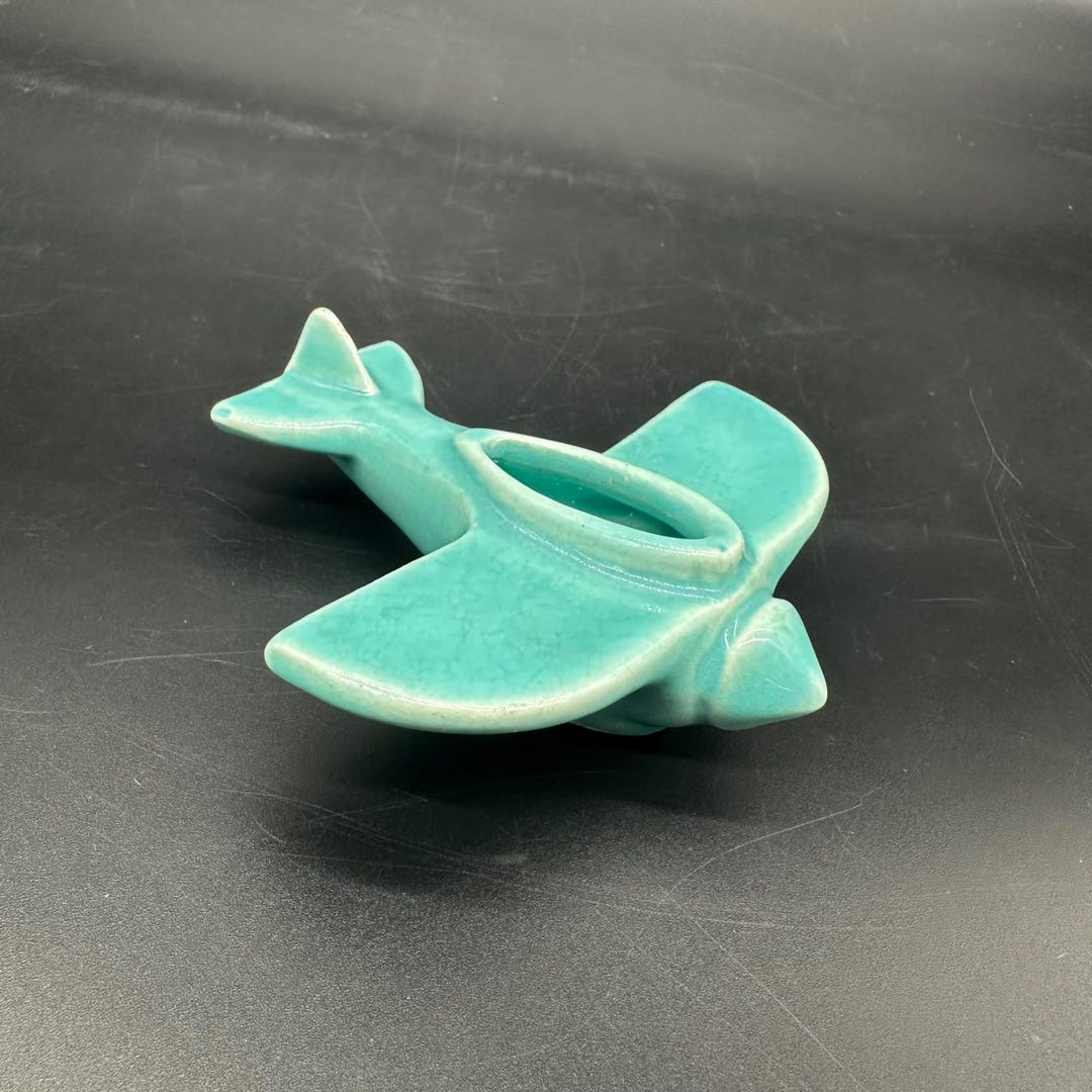 Vintage Airplane Trinket Dish Mini Planter Turquoise Mid Century ...