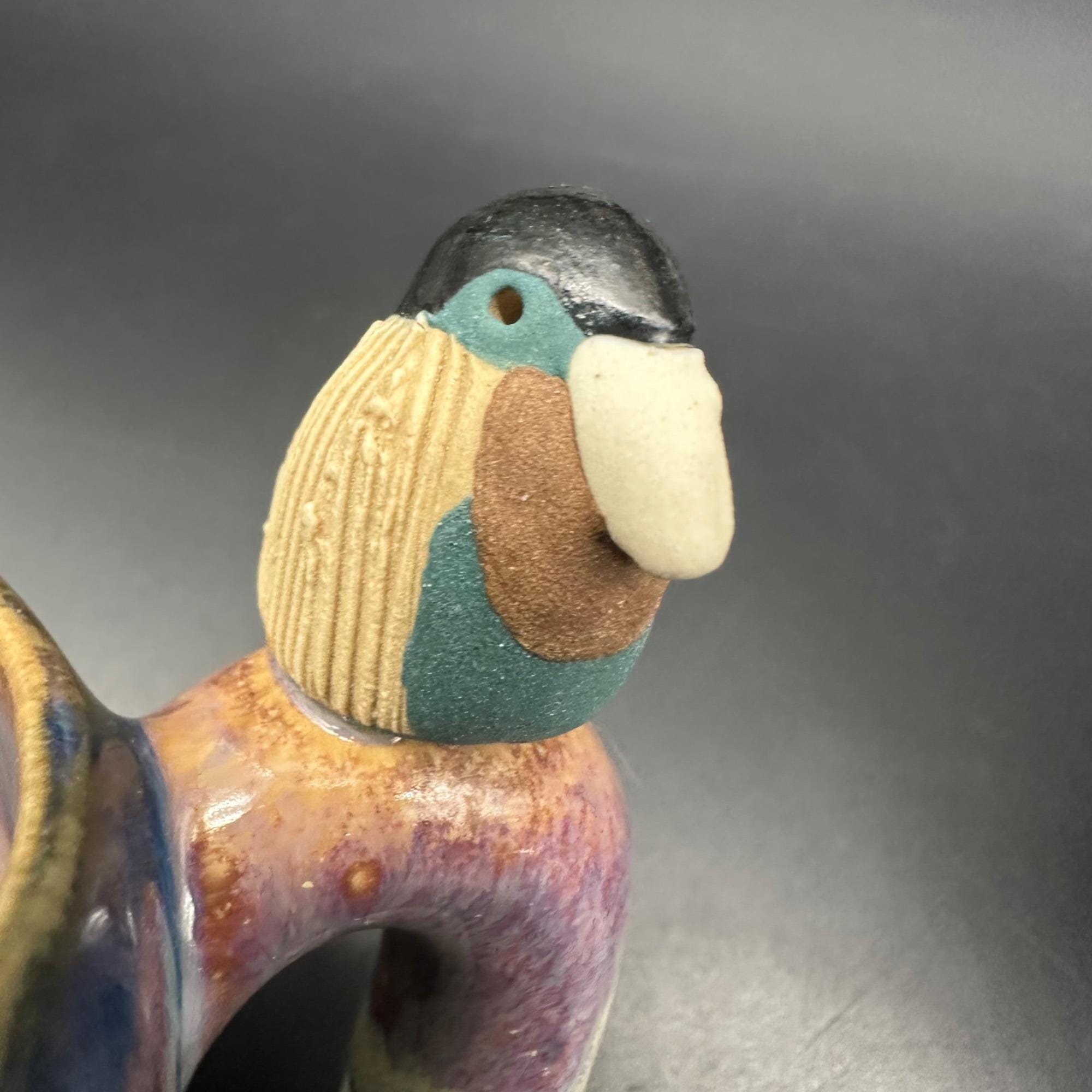 Bird Coffee Mugs Drip Glaze Pottery Parrot Cups Blue Purple Green ...