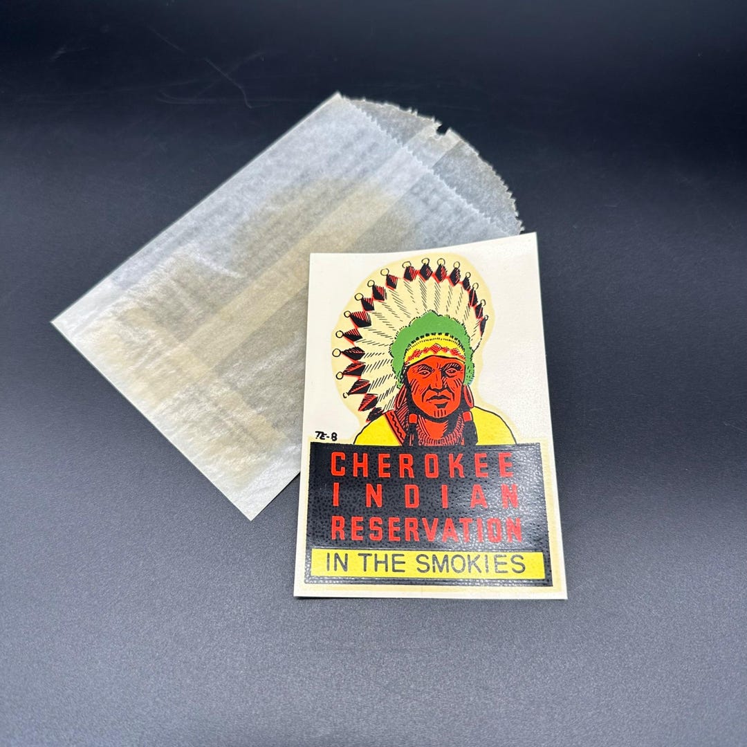 Vintage 1970s Cherokee Indian Reservation in the Smokies Decal Sticker ...