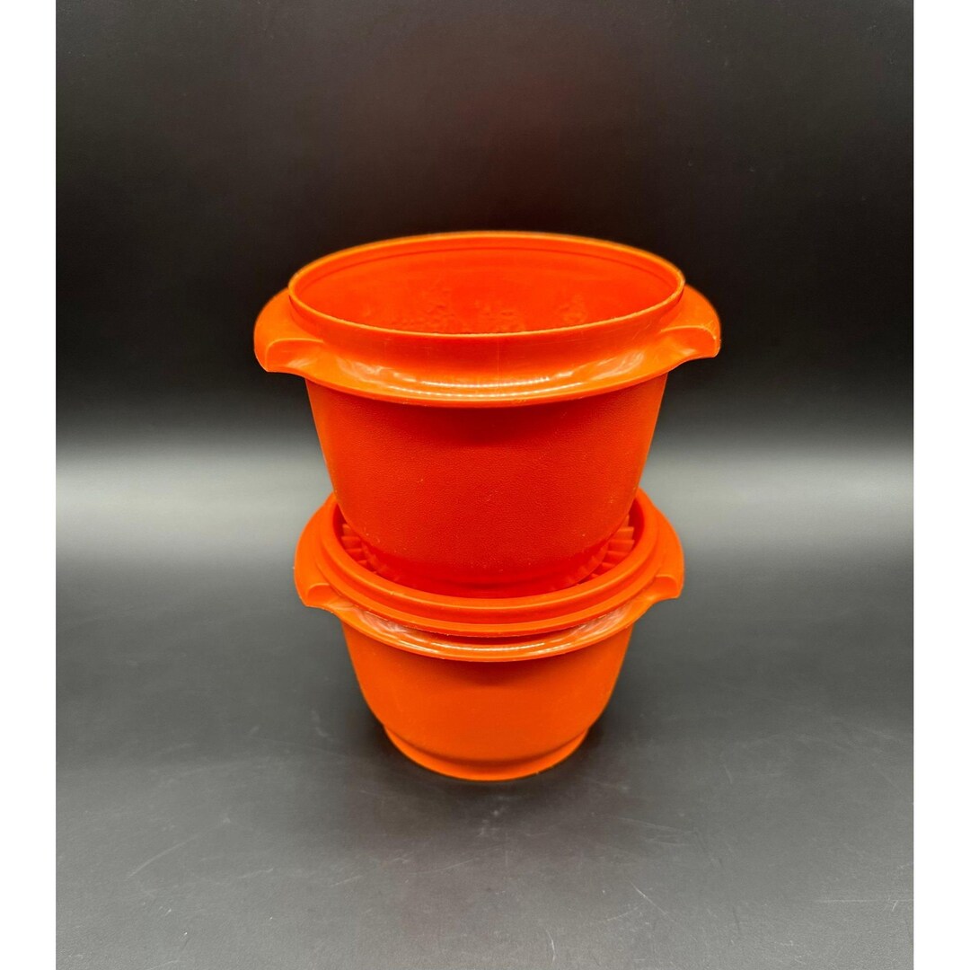 Vintage Bowls Tupperware USA Orange Sunburst Storage Plastic Retro ...