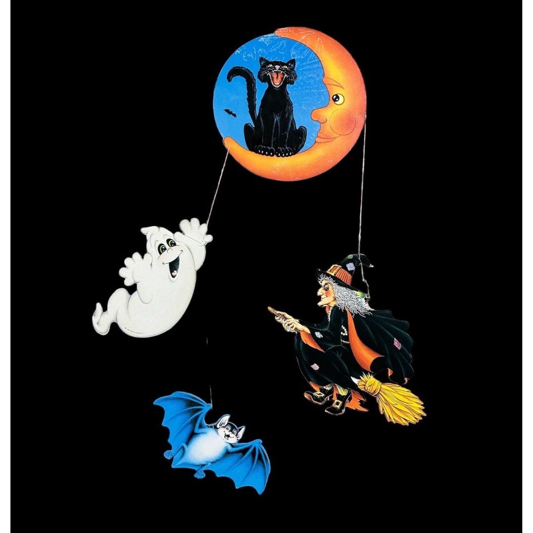 Vintage Beistle Halloween Die Cut Hanging Mobile 1989 USA Witch Black ...