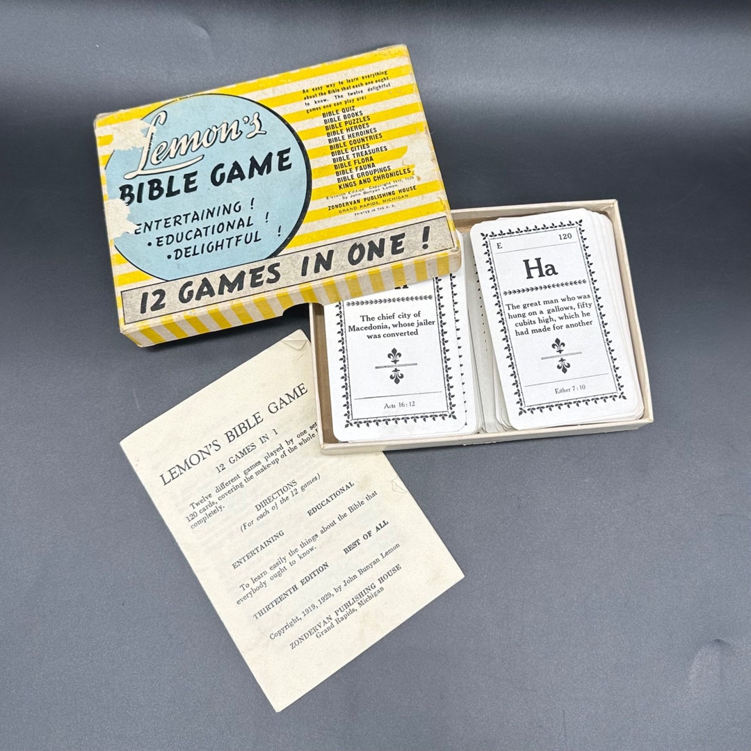 Vintage Bible Card Game 1929 John Lemons 12 Games in 1 Original Yellow ...