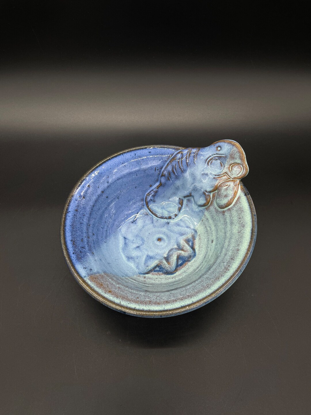 Vintage Pottery Bowl Jamie De Guzman Manatee Bowl Blue Marked Art ...