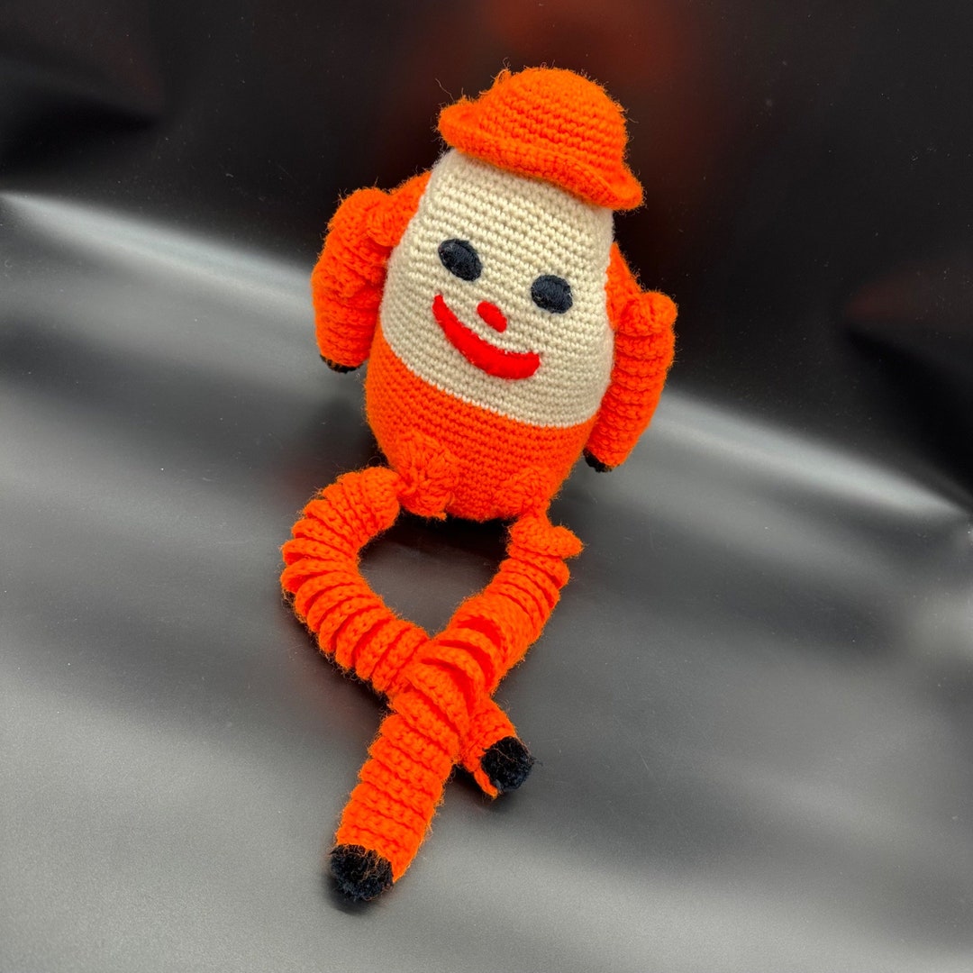 Vintage Humpty Dumpty Egg Stuffed Animal Plush Orange Crocheted 1960s ...