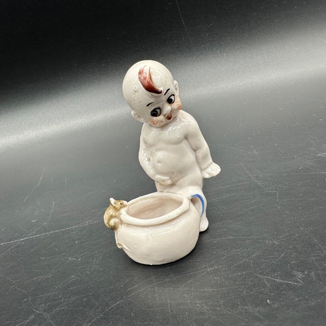 Vintage 1940s Kewpie Doll Trinket Dish Chamber Pot Peeing Boy Naughty ...