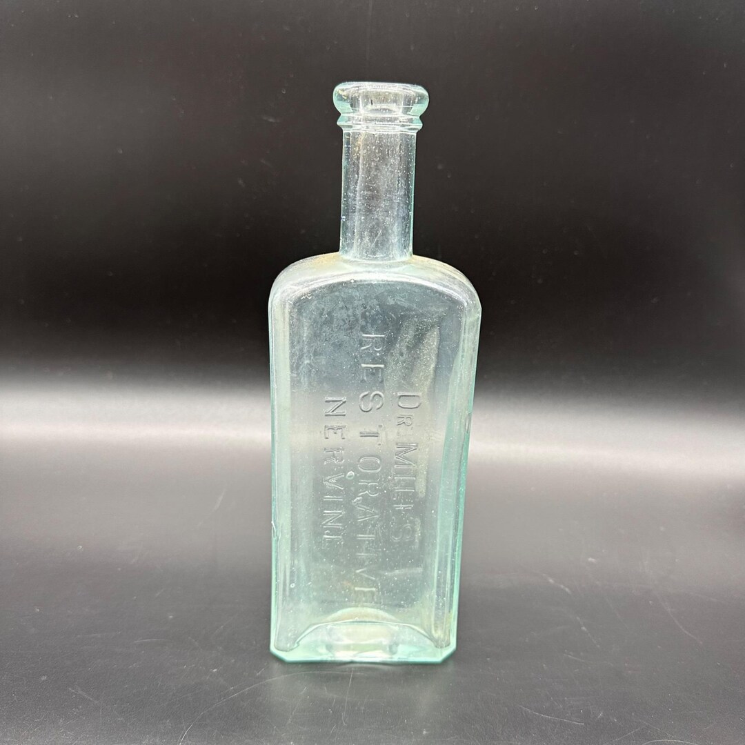 Antique Pharmaceutical Bottle Dr Miles Restorative Nervine Aqua 1890 to ...