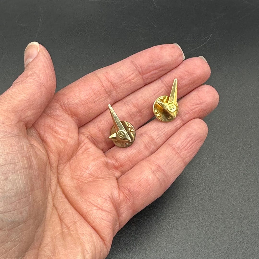 Vintage 1960s UAW Lapel Pins Check Mark United Auto Workers Union Gold ...