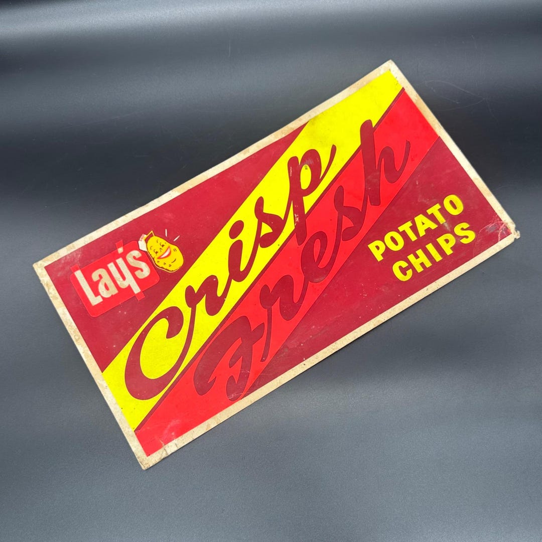 Lays Crisp Fresh Potato Chips Vintage 1960s Double Sided Advertising ...