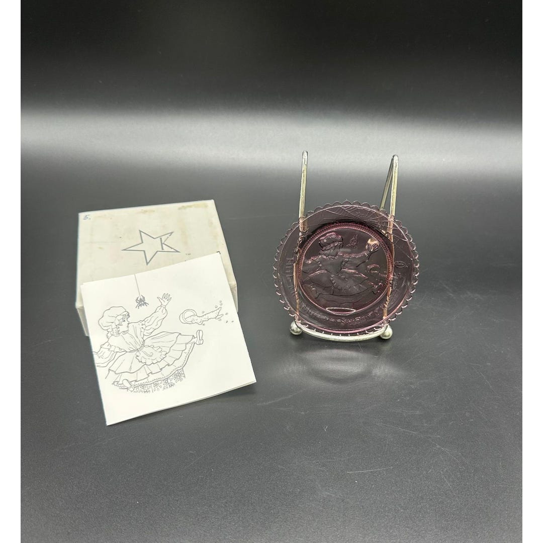 Little Miss Muffet Vintage Cup Plate Kaleidoscope 1982 Purple Glass ...