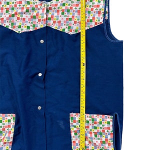 Vintage Artist Smock Vest Blue Flower Power Handmade Cotton Pockets ...