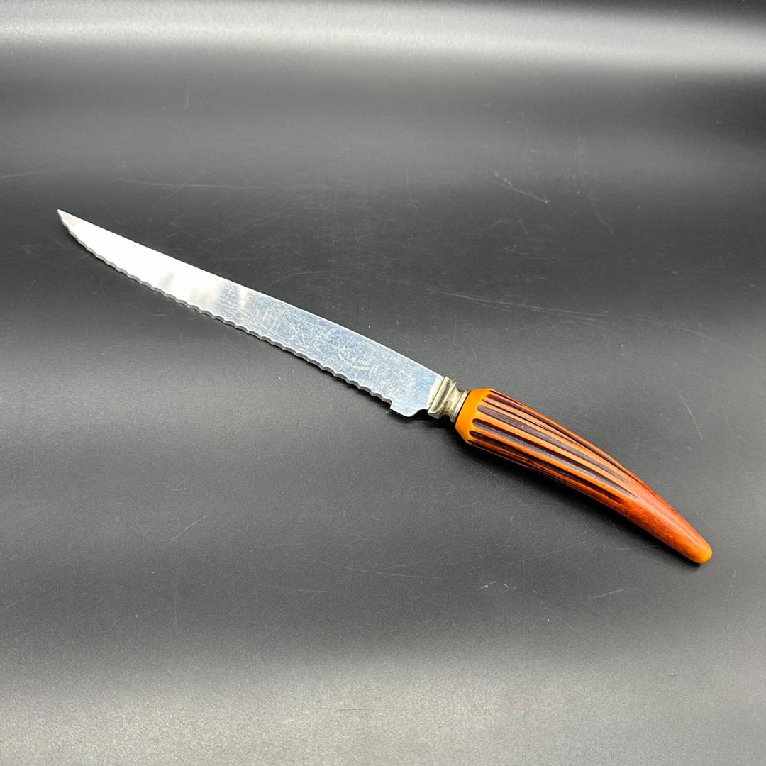 Vintage Reo Crest Sheffield England Serrated Carving Knife Bakelite ...
