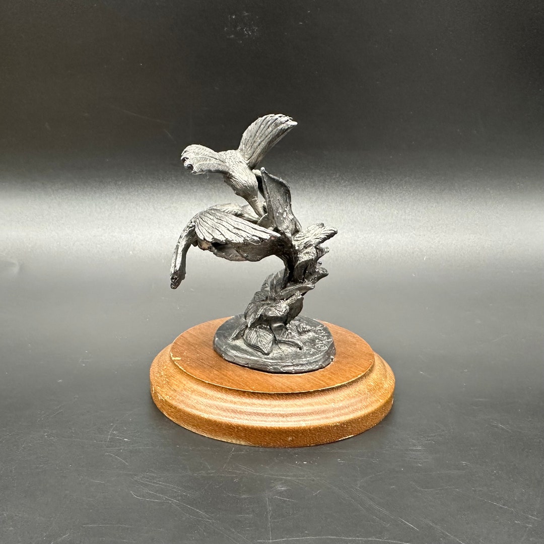 Vintage Michael Ricker Pewter Rocky Mountain Hummingbirds on Flower ...
