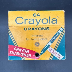 Vintage Crayola 64 Crayons Built in Sharpener 1970s Retro Partial Box ...