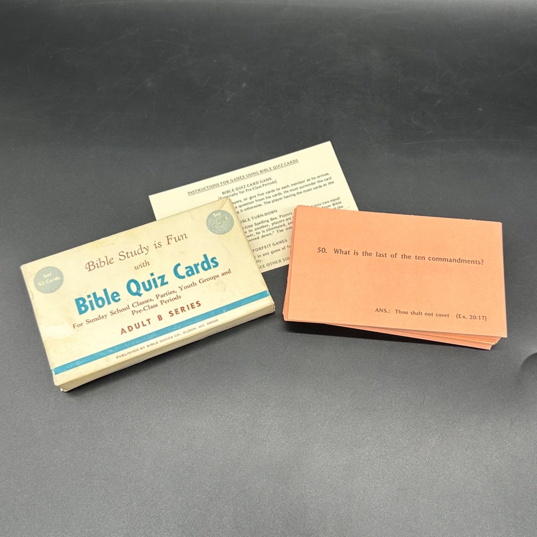 Vintage Bible Quiz Flash Cards Adult B Sunday School Game Eldon MO USA ...